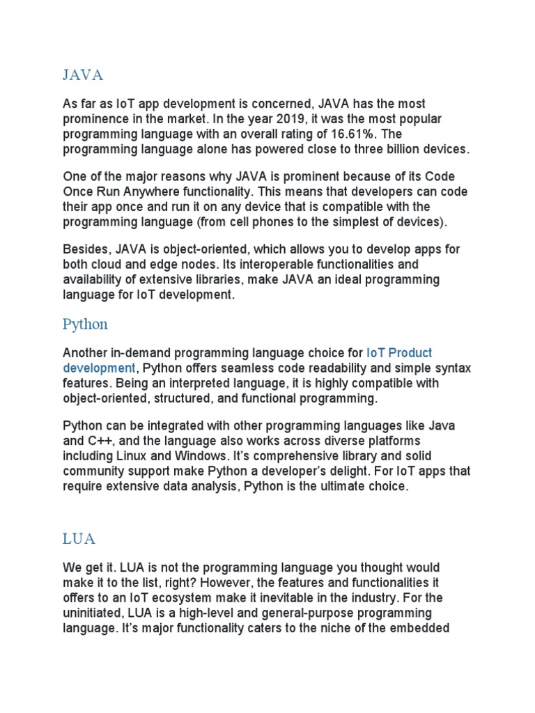 Iot Programming Language | Download Free PDF | Internet Of Things ...
