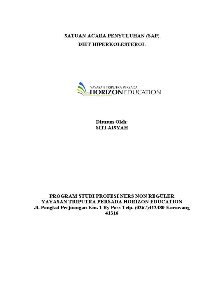 SAP Diet Hiperkolesterol AISYAH | PDF