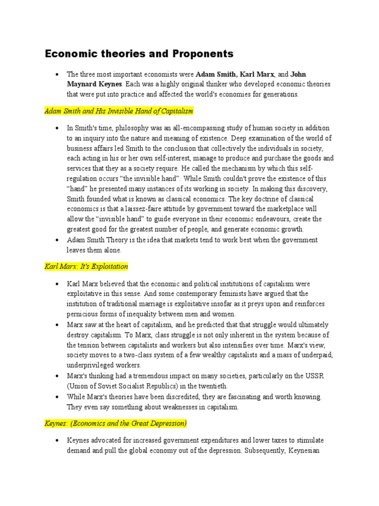 Key Economic Theories and Thinkers | PDF | Economics | Capitalism