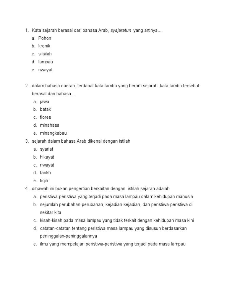 Soal Dan Kunci Jawaban Pas Sejarah Kelas X - PKBM Maju Lestari | PDF | Sejarah