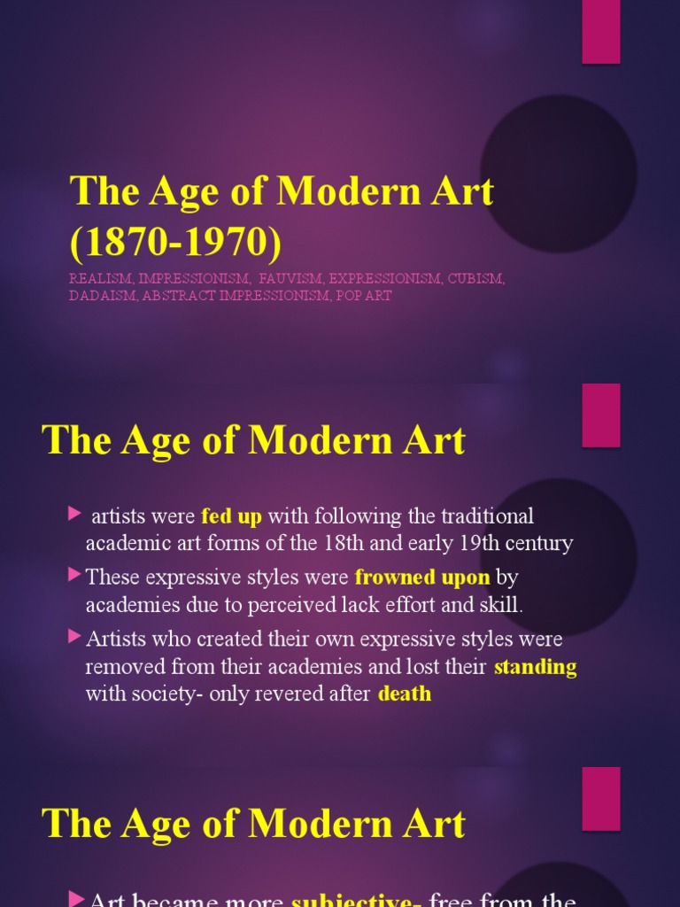 Modern Art Movements Explained | PDF | Realism (Arts) | Impressionism
