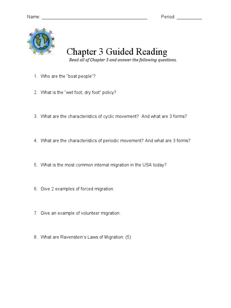 Chapter 3 Guided Reading: Read All of Chapter 3 and Answer The ...