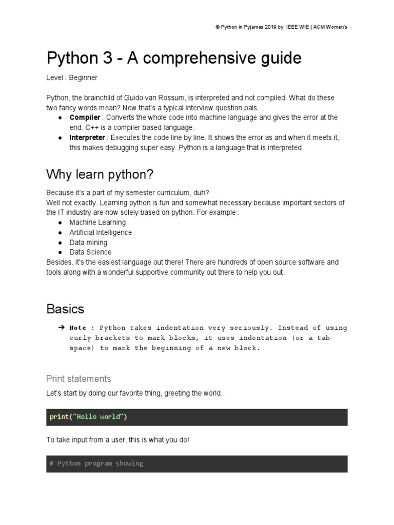 Python 3 - A Comprehensive Guide | Download Free PDF | Python ...