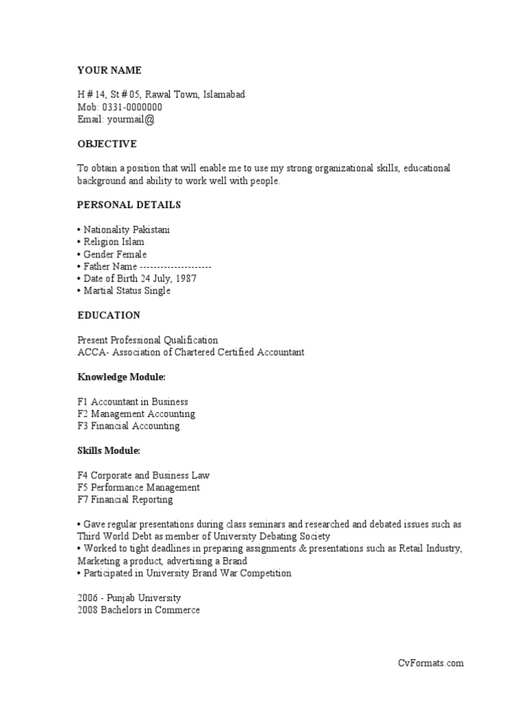 ACCA Student CV Template Word | PDF | Accounting | Accountant