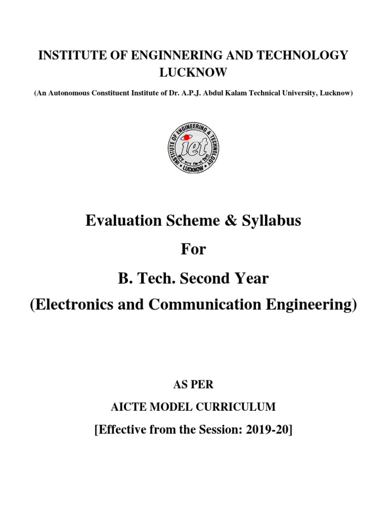 Evaluation Scheme & Syllabus For B. Tech. Second Year (Electronics and ...