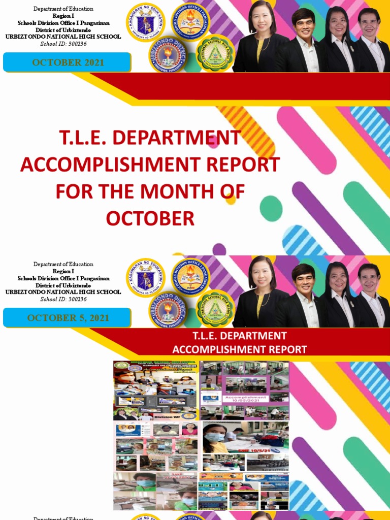 T.L.E. Department Accomplishment Report For The Month of October | PDF