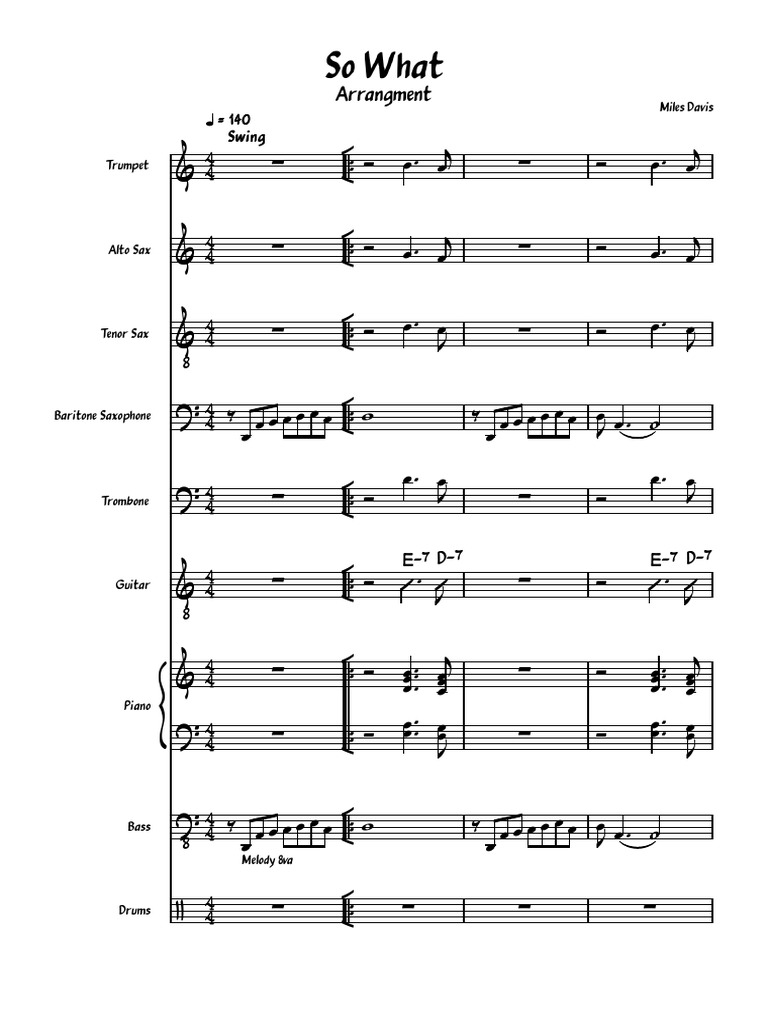 So What-Score and Parts | PDF | Saxophone | Popular Music