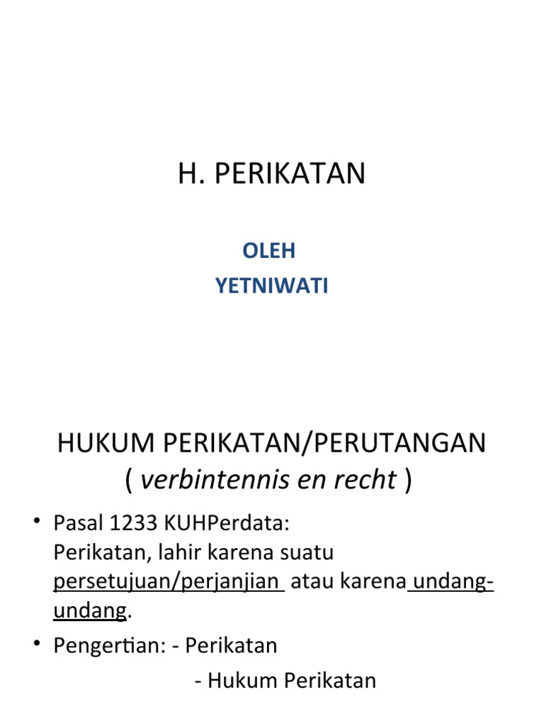 Hukum Perikatan | PDF | Hukum