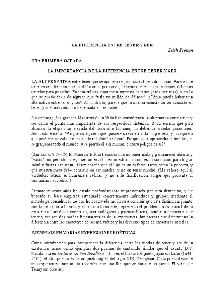 Tener o Ser - Erich Fromm | PDF | Amor | Fe