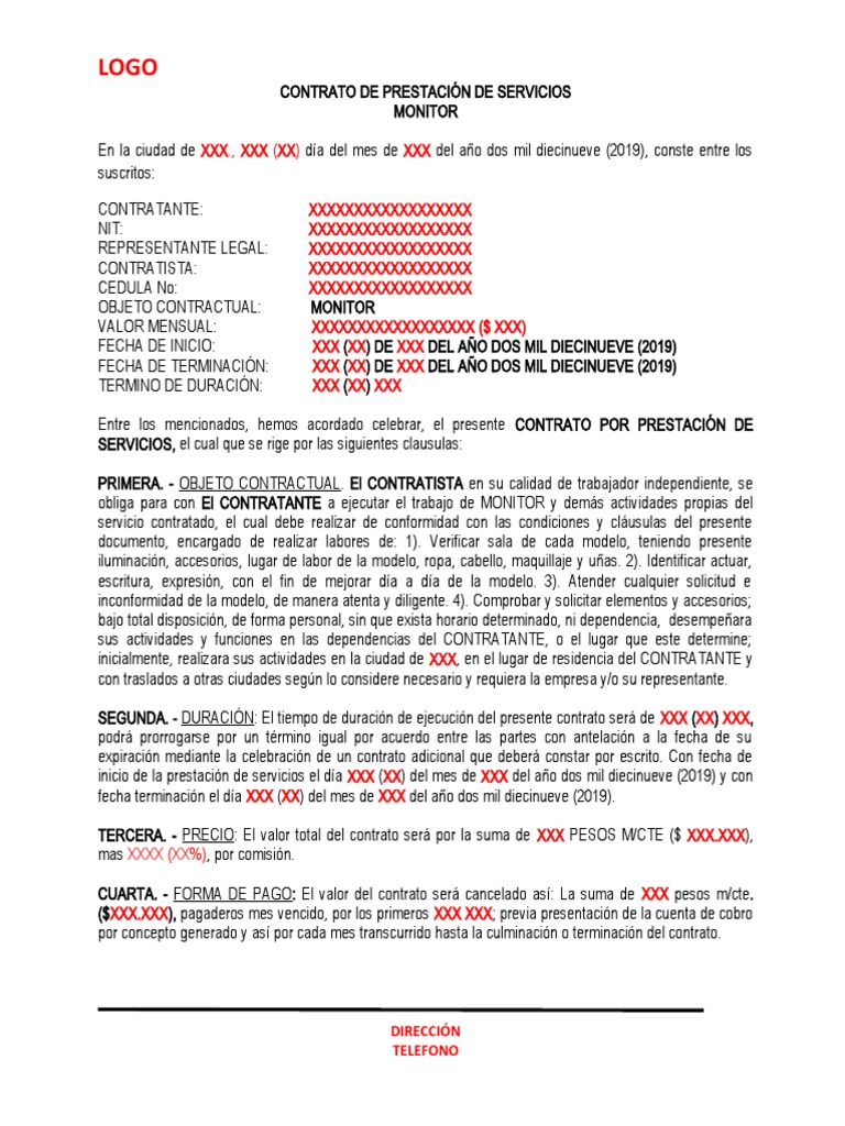 Contrato Por Prestación de Servicios Monitor | PDF