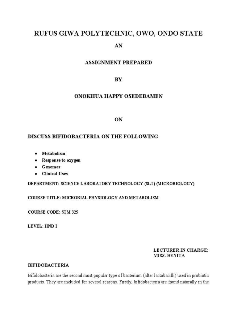 Rufus Giwa Polytechnic, Owo, Ondo State: AN Assignment Prepared BY ...