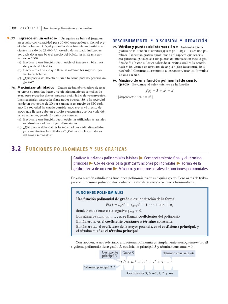 Funciones Polinomiales y Gráficas | PDF | Factorización | Ciencia computacional