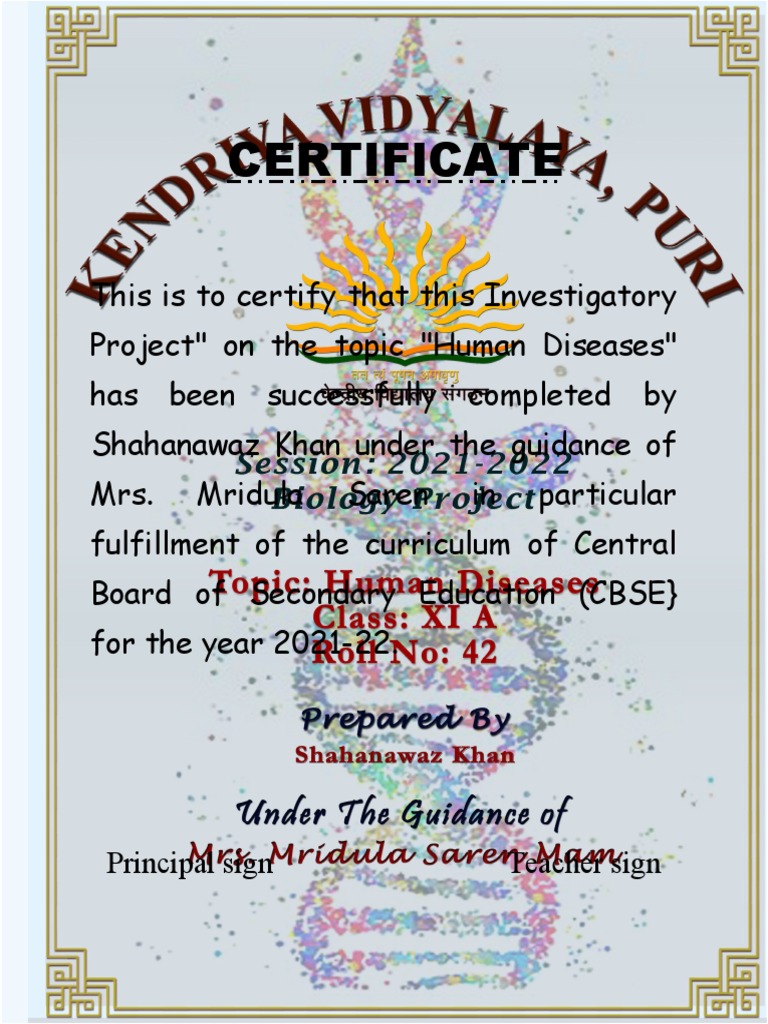 Human Diseases - Class 11 Biology Project | PDF | Hiv/Aids | Infection