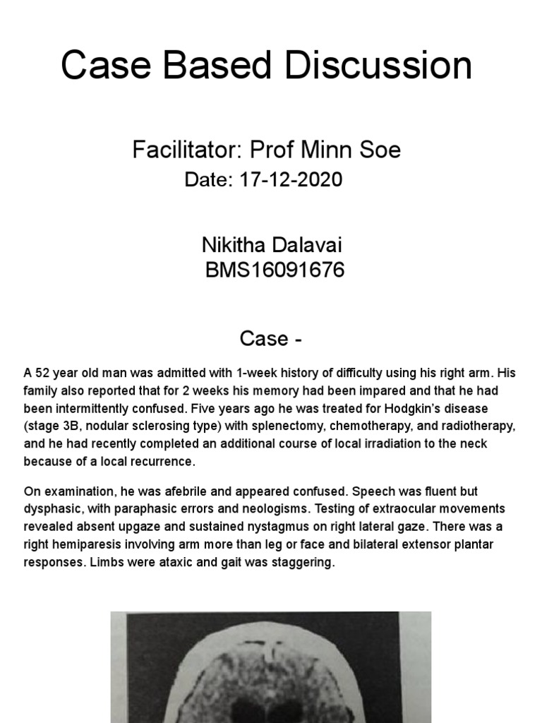 Case Based Discussion | PDF | Diseases And Disorders | Clinical Medicine