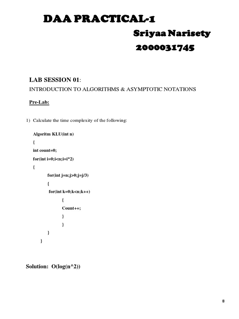 LAB SESSSION 01 (AutoRecovered) | PDF | Time Complexity | String (Computer Science)