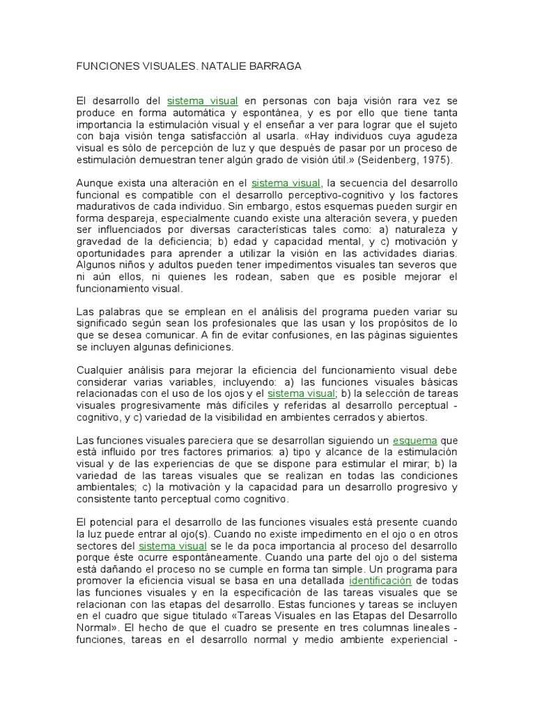 Clase 5 Funciones Visuales | PDF | Percepción visual | Aprendizaje