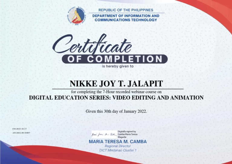 DICT LMS Certificate | PDF