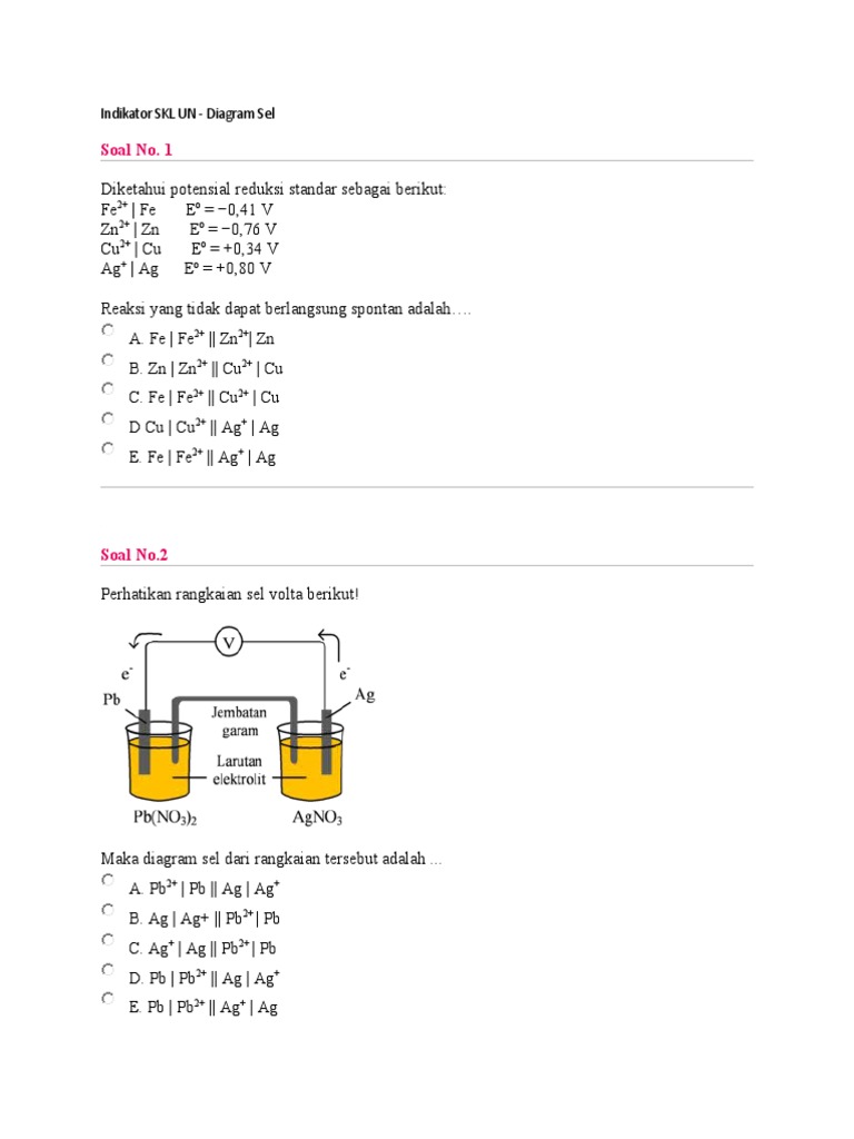 Diagram Sel dan Potensial Reduksi | PDF | Metode & Bahan Ajar