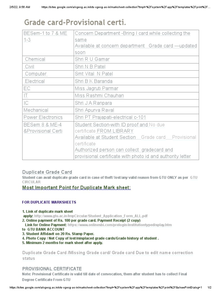 No Due Certificate Grade Card Provisional Certificate | PDF