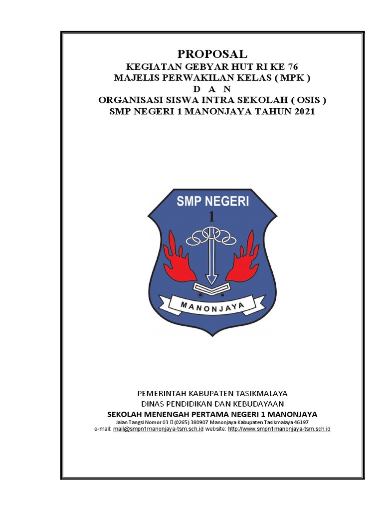 Proposal Kegiatan HUT RI ke-76 SMPN 1 Manonjaya | PDF | Perjalanan