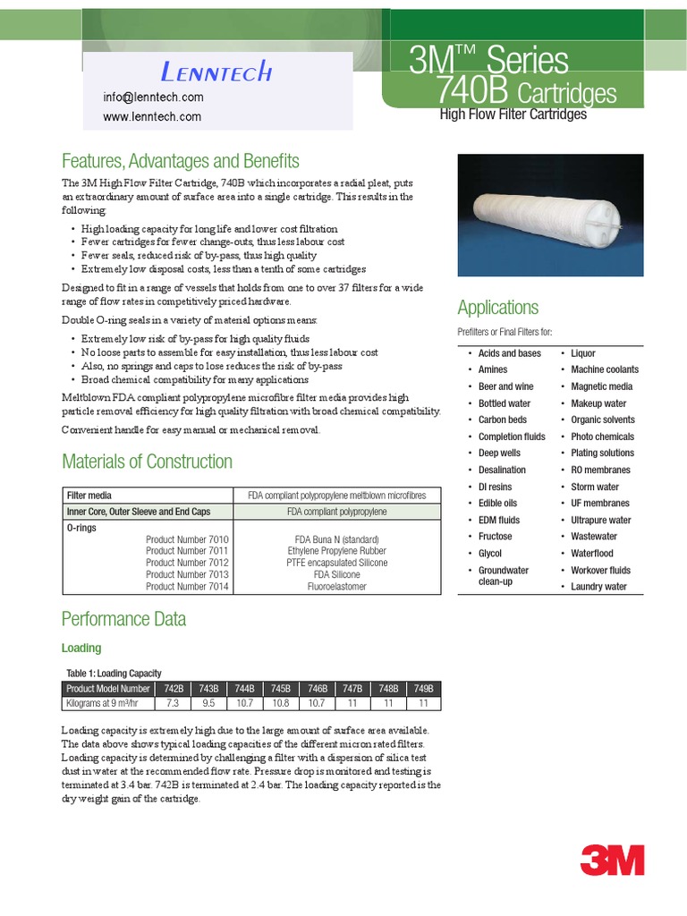 3M Series 740B Cartridges L | PDF | Filtration | Membrane