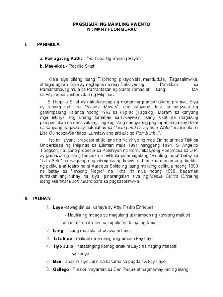 Halimbawa at Format NG Pagsusuri | PDF