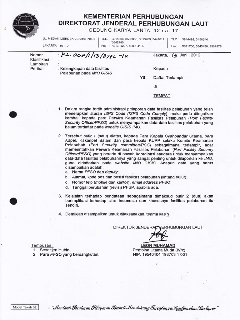 2012 Kelengkapan Data IMO GISIS | PDF