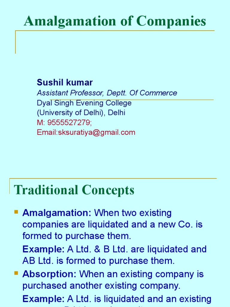 Understanding Amalgamation of Companies | PDF | Equity (Finance) | Book ...