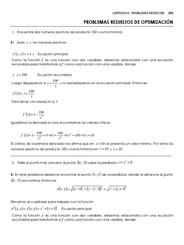 Optimización - Ejercicios Resueltos | PDF | Ecuaciones | Triángulo
