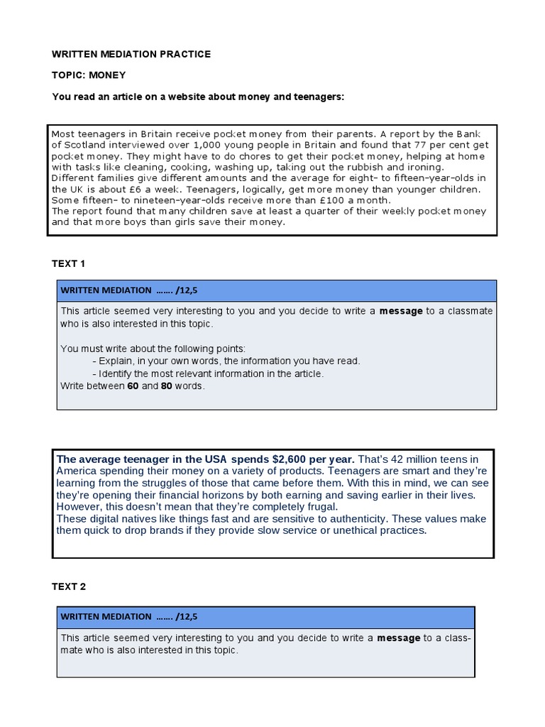 2A Written Mediation Practice | PDF | Adolescence | Communication