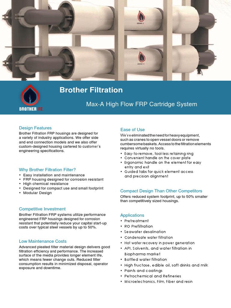 Brother Filtration FRP Cartridge Systems | PDF | Filtration | Water ...