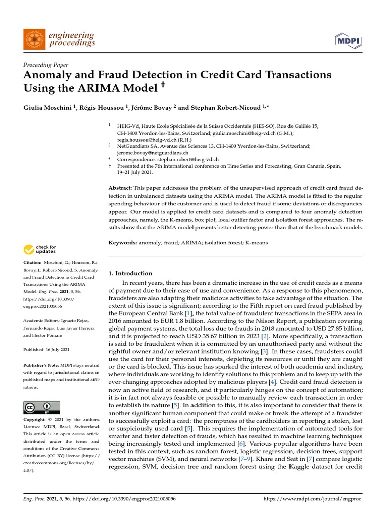 Anomaly and Fraud Detection in Credit Card Transactions Using The ARIMA ...