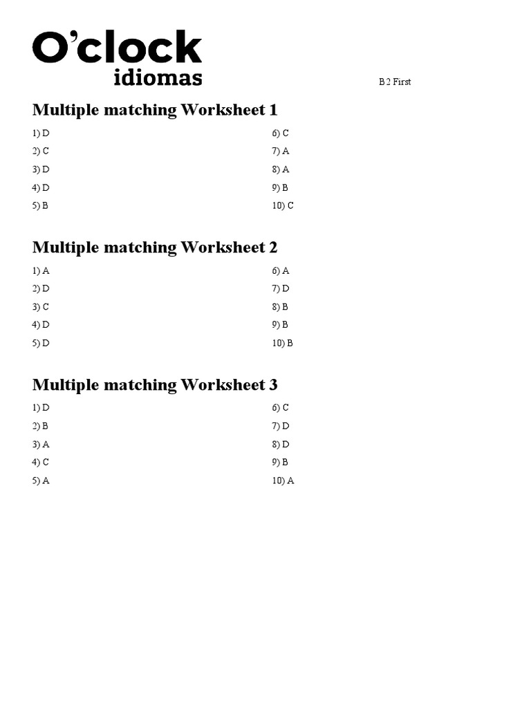 FCE Reading Multiple Matching Part 7 KEY | PDF