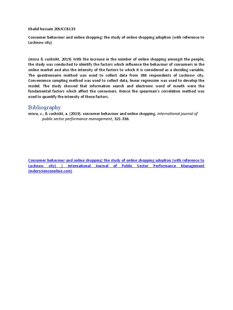 Consumer Behaviour and Online Shopping Abstract | PDF