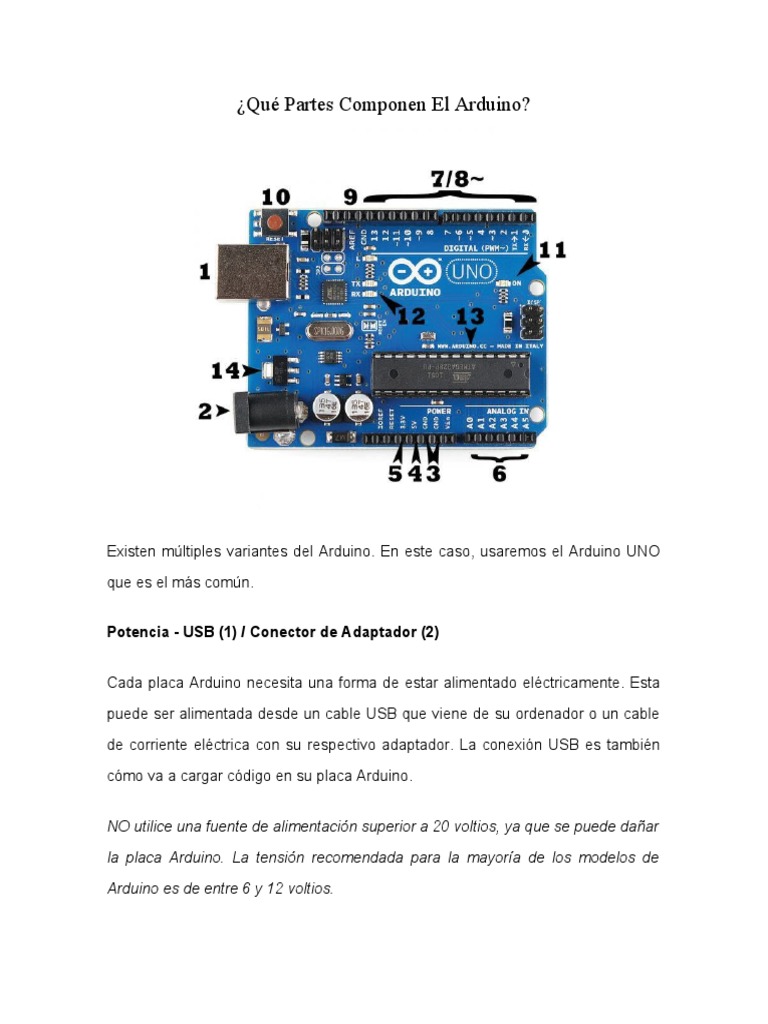 Partes Que Componen El Arduino | PDF | Arduino | Bienes manufacturados