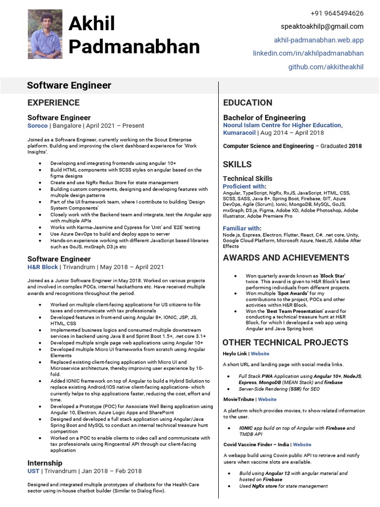 Akhil Padmanabhan: Software Engineer | PDF | Web Application | World Wide Web
