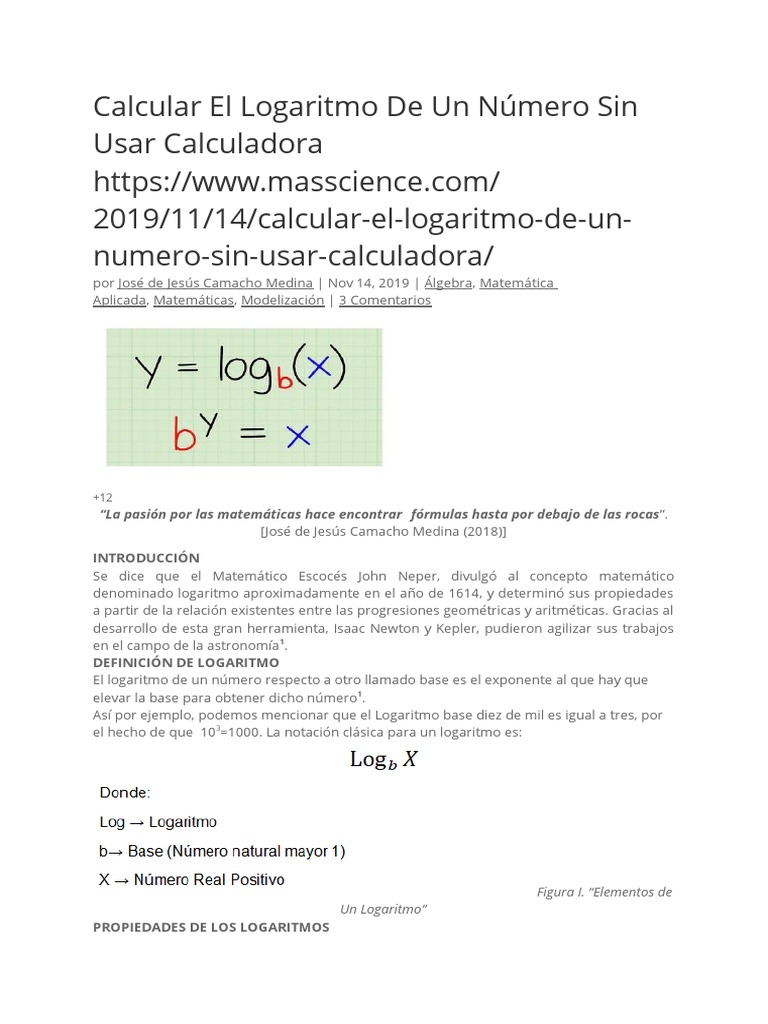 Calcular El Logaritmo de Un Número Sin Usar Calculadora | PDF ...