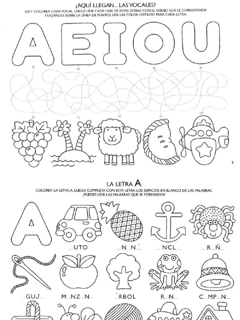 Ejercicio para Trazar y Colorear Las Vocales-Me | PDF