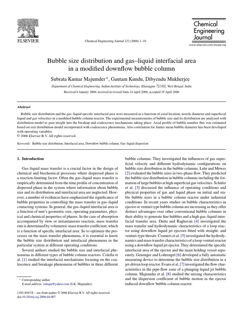 Bubble Size Distribution and Gas-Liquid Interfacial Area in A Modified ...