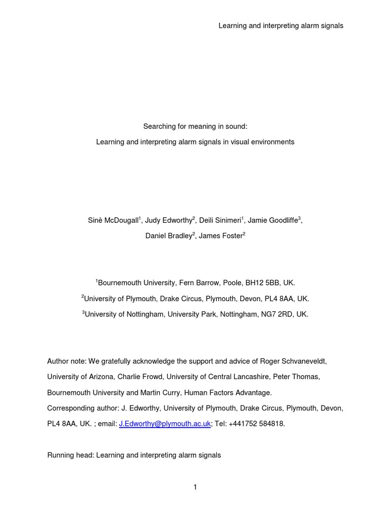 Medical Alarm Signal Improvements | PDF | Sound | Effect Size