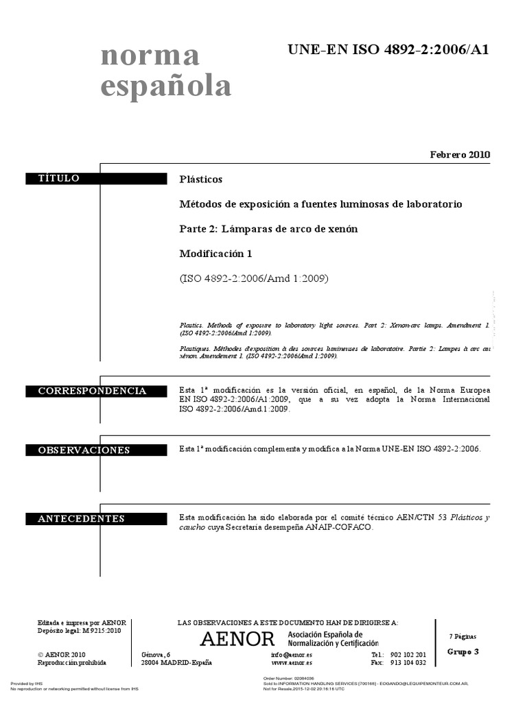 Iso 4892-2 | PDF | Regulación | Metrología