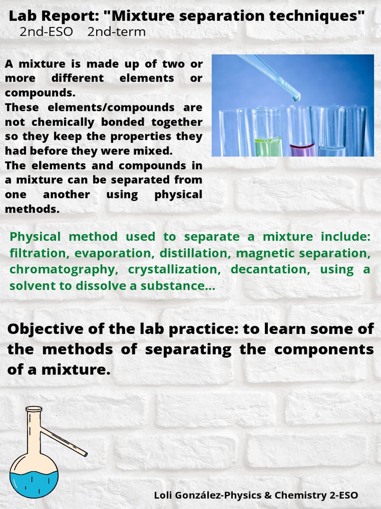 Lab Report Mixture Separation Techniques. | PDF