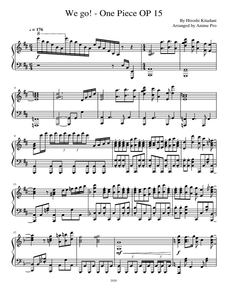 We Go! - One Piece OP 15: by Hiroshi Kitadani Arranged by Anime Pro 176 ...