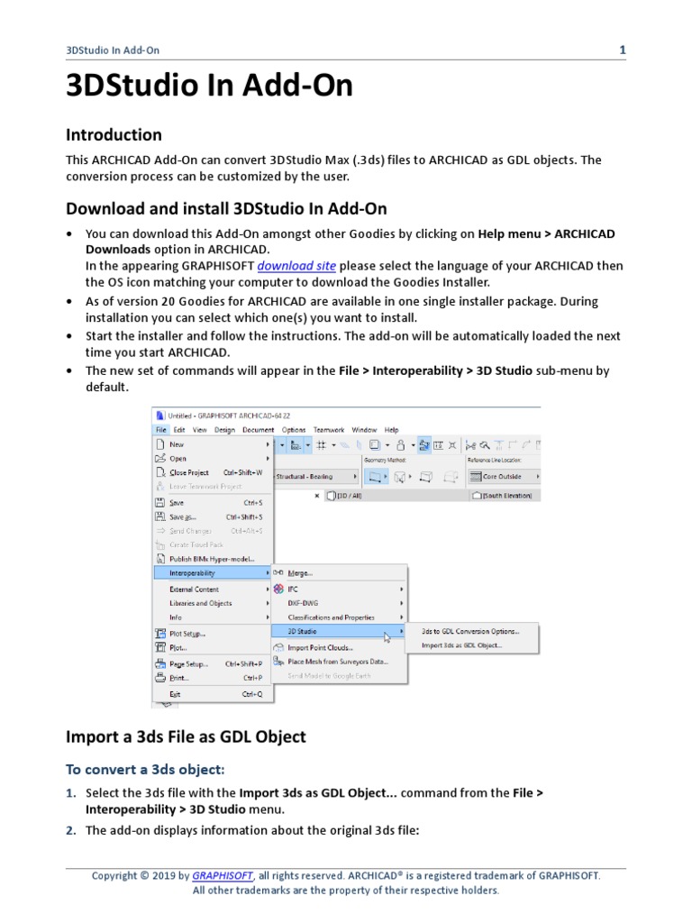 3dstudio in Add-On: Downloads Option in Archicad | PDF | Autodesk 3ds Max | Menu (Computing)