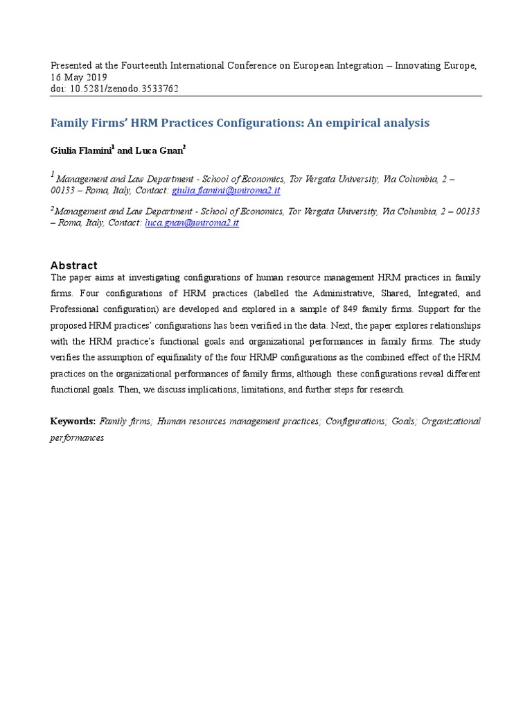 Giulia Flamini and Luca Gnan | PDF | Human Resource Management ...