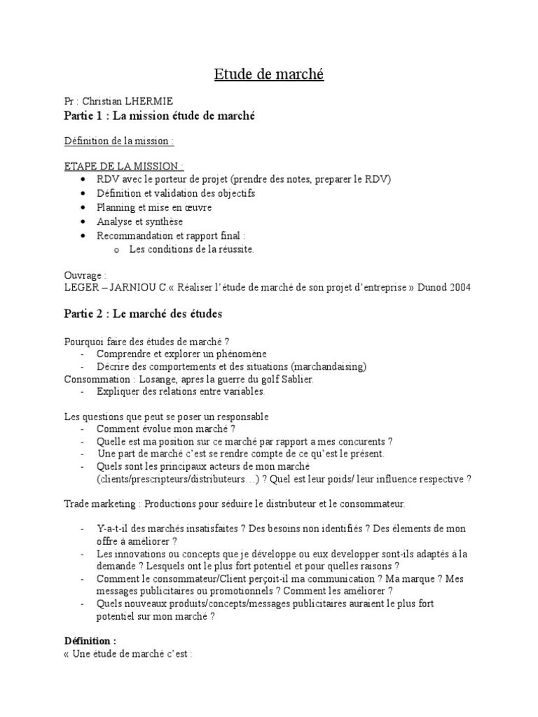 Étude de marché : Méthodes et enjeux | PDF | Recherche marketing ...