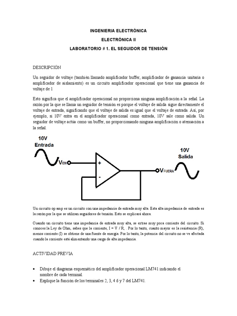 Laboratorio 1 - El Seguidor de Tensión | PDF | Amplificador ...