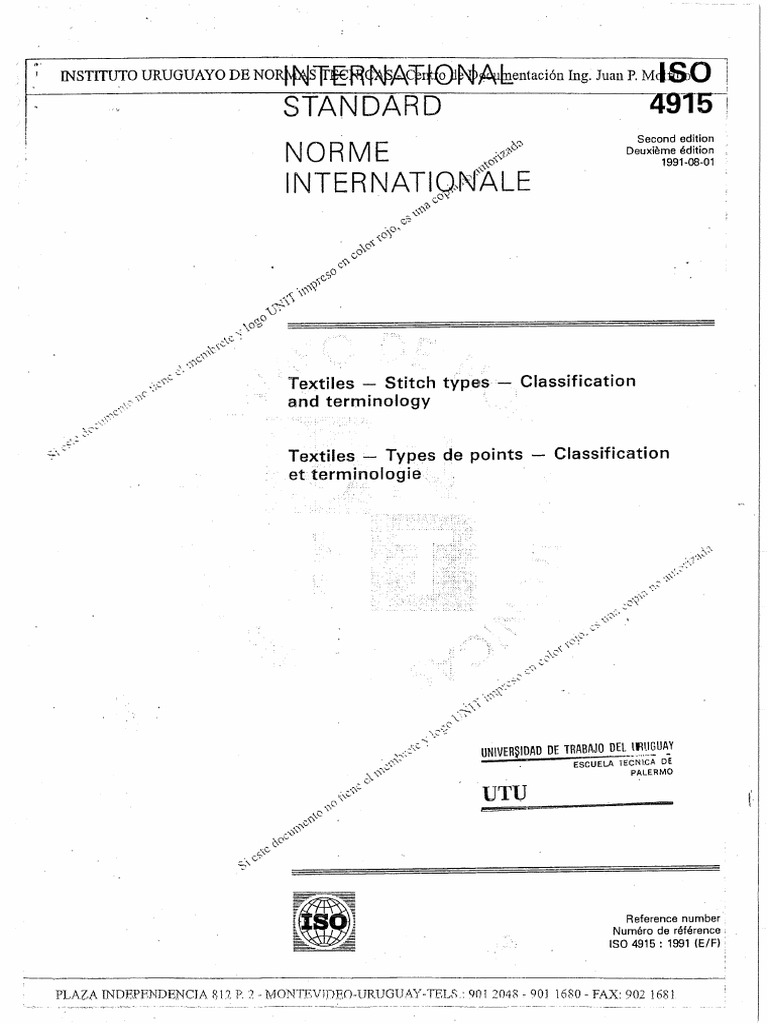 Iso 4915.norma de Puntada | PDF