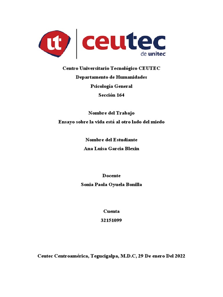 Centro Universitario Tecnológico CEUTEC | Descargar gratis PDF | Temor ...