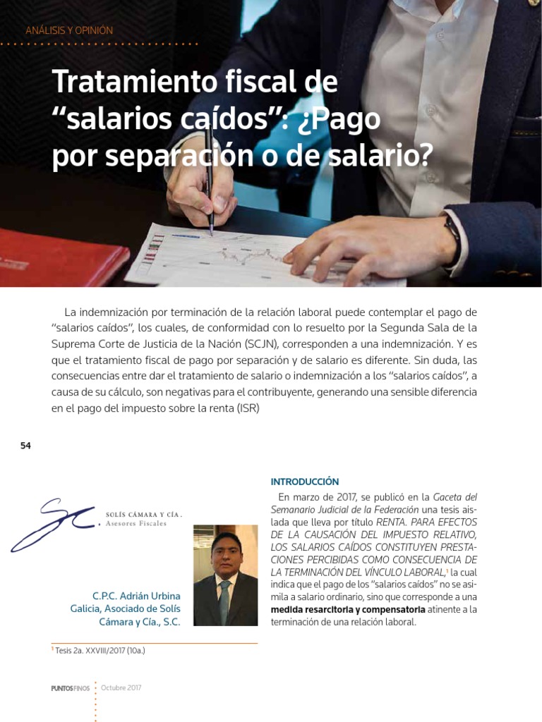 Análisis de las implicaciones fiscales del tratamiento de los "salarios caídos | PDF | Salario ...